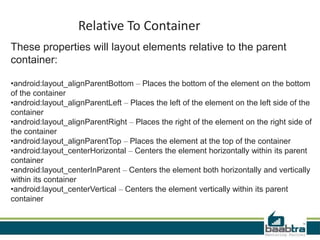 Layouts in android | PPTX