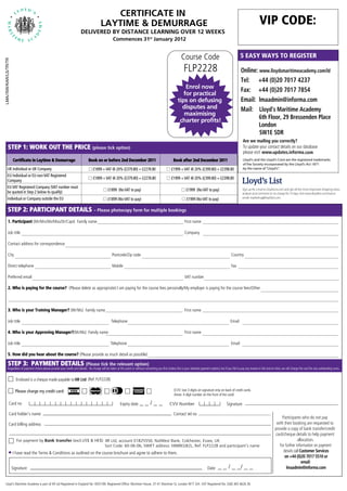Certificate in Laytime and Demurrage by Lloyds Maritime Academy | PDF