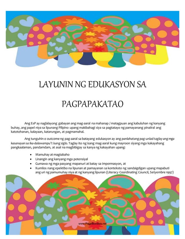 Layunin ng Edukasyon sa Pagpapakatao (EsP) | DOCX