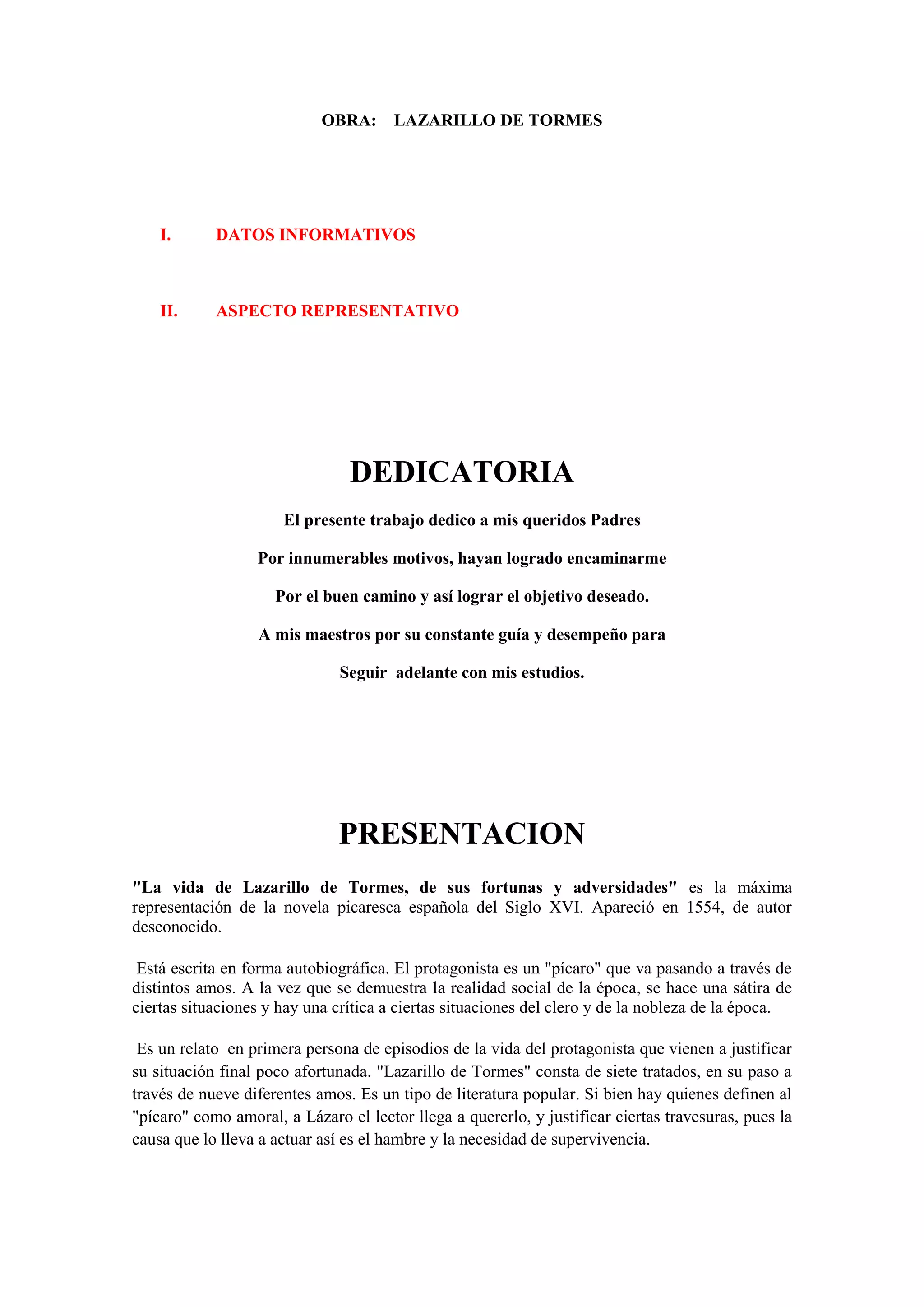 Lazarillo de tormes | DOCX