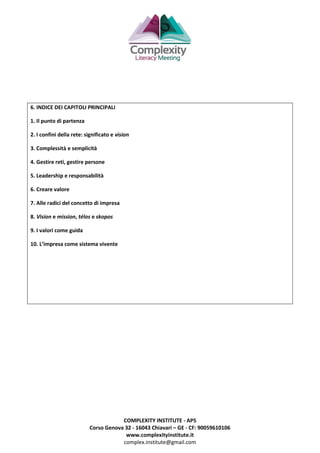 Complexity Literacy Meeting - Scheda del libro presentato da Massimo ...