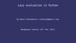 Lazy evaluation in Python | PDF