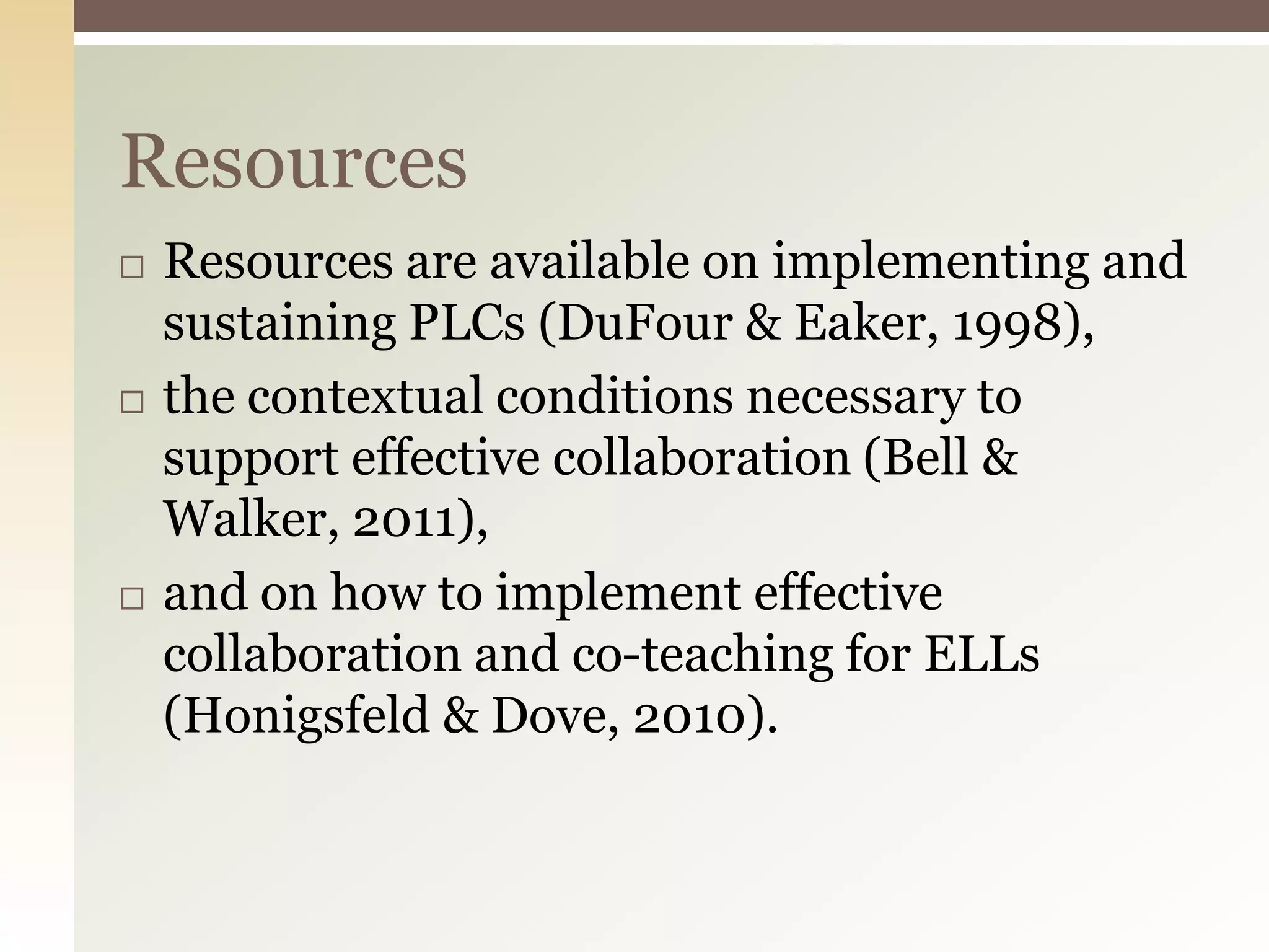 Bell & Baecher's Continuum of Collaboration across ESL Program Models | PPTX