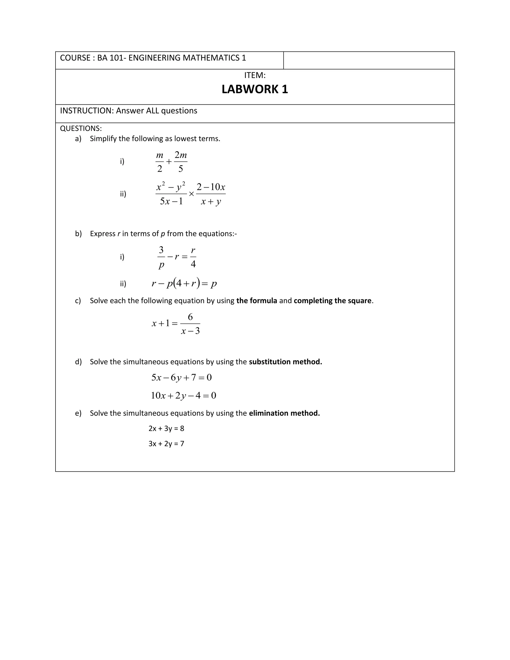 Labwork | PDF Labwork | PDF