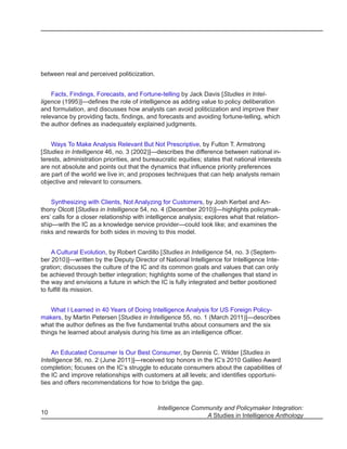Ic and policymaker integration a studies in intelligence anthology | PDF