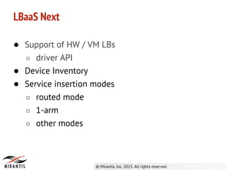 OpenStack Networking LBaaS | PPT