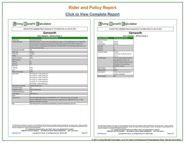 Living Benefit Rider Presentation & Discount Offer | PPT