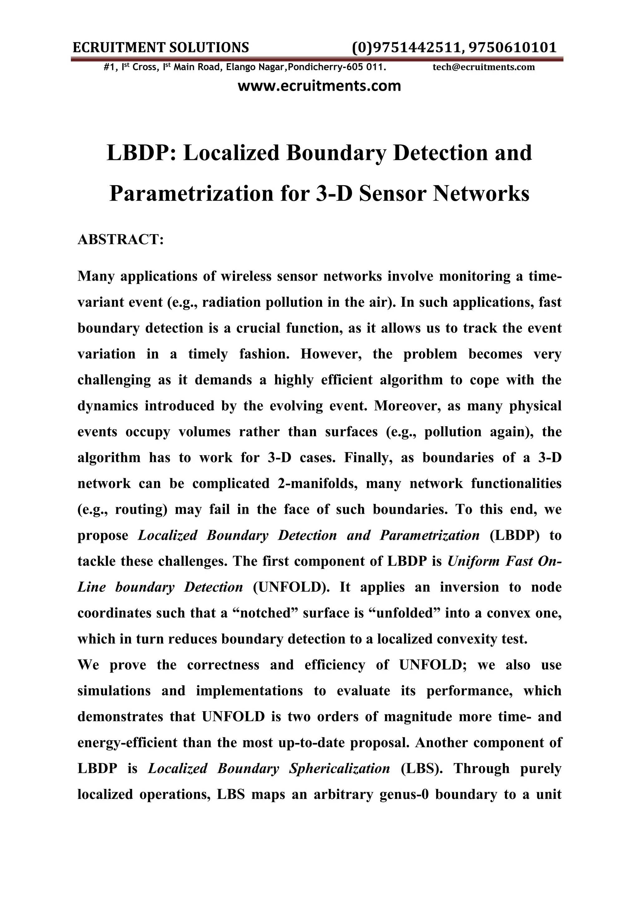 Lbdp Localized Boundary Detection And Parametrization For 3 D Sensor