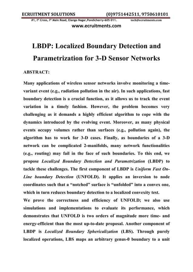 Lbdp localized boundary detection and parametrization for 3 d sensor ...