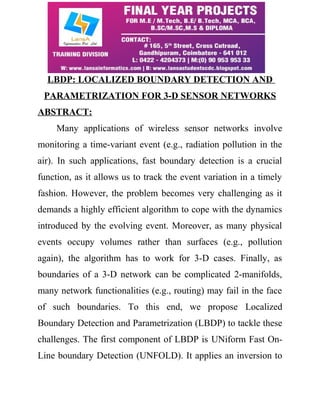 LDBP: localized boundary detection and parametrization for 3 d sensor networks | PDF
