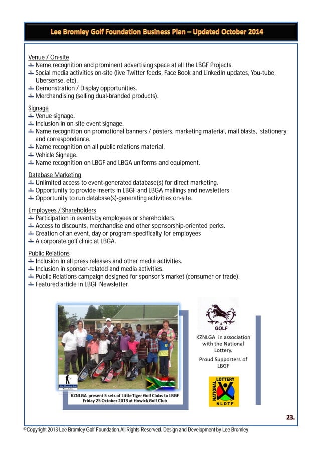 LBGF Business Plan Updated 20 Sep 2014 | PDF