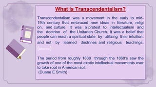 Transcendentalism and Indian Philosophy, Religion | PPTX
