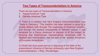 Transcendentalism and Indian Philosophy, Religion | PPTX