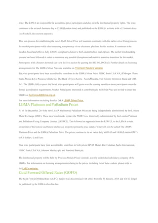 Lbma changes in the price governance (1) | PDF
