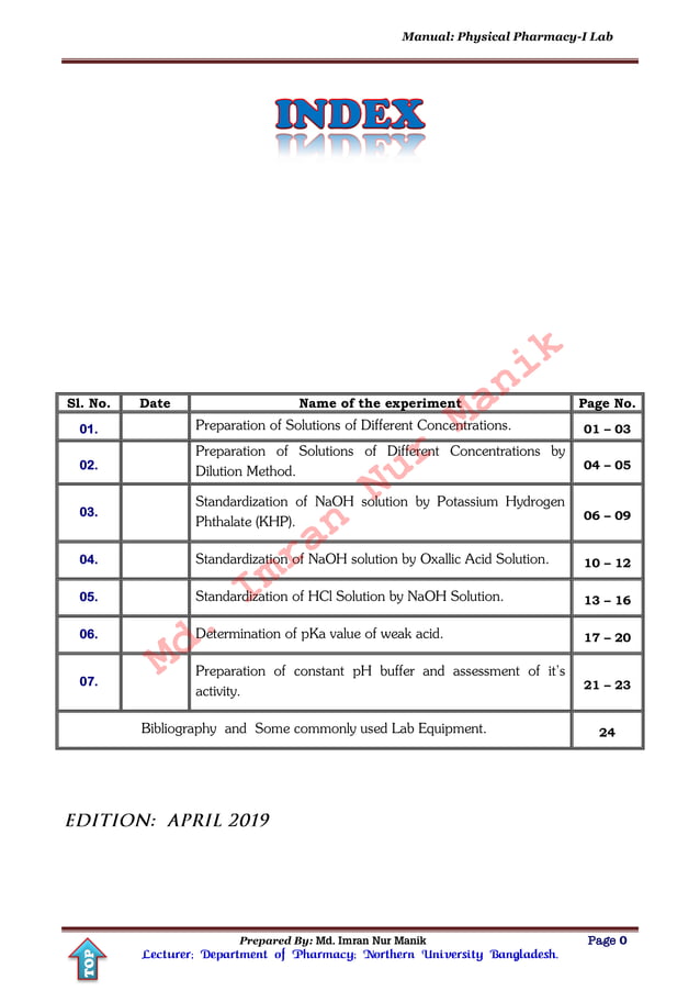 Physical Pharmacy-I lab + Data Sheet | PDF