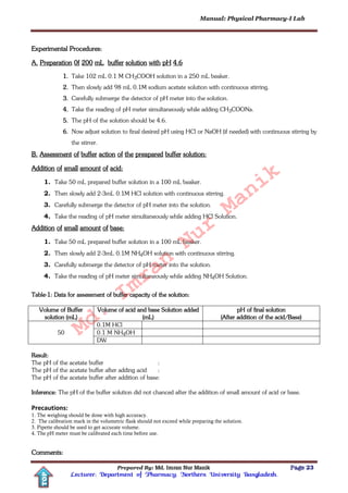 Physical Pharmacy-I lab + Data Sheet | PDF