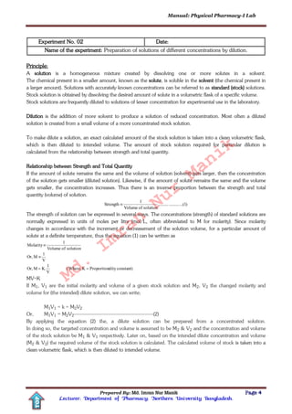 Physical Pharmacy-I lab + Data Sheet | PDF