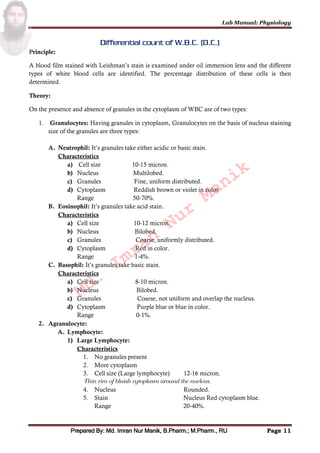 Laboratory Manual for Physiology: MANIK | PDF