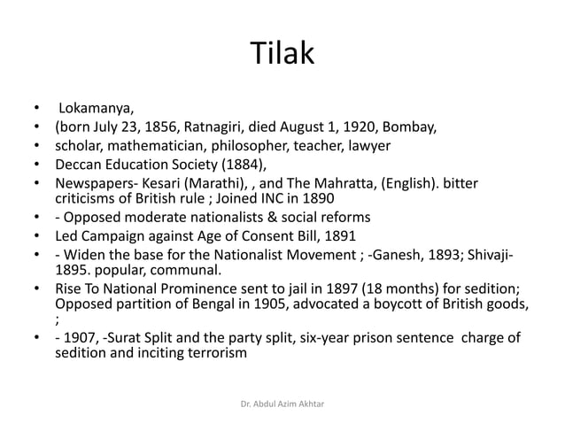 Lal, Bal. Pal and Indian National Congress ( INC) | PPTX | Hinduism ...