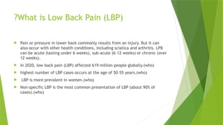 physiotherapy for low back pain (lbp) Zaid Hijab.PPTX