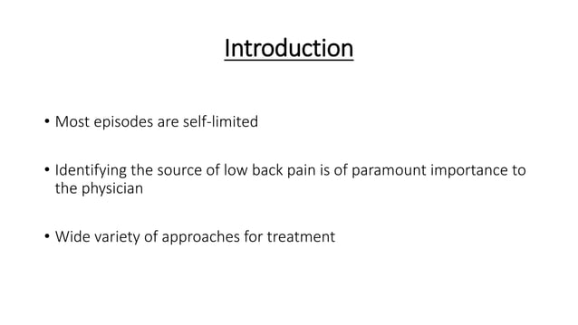 Low back pain differential diagnosis and treatment | PPTX