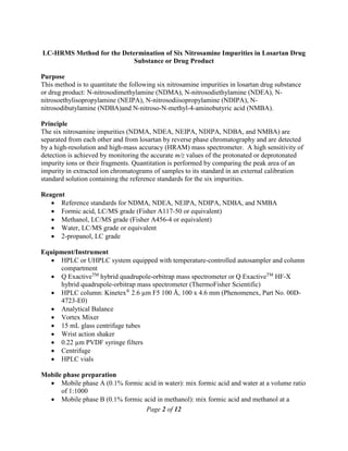 LC-HRMS Method FDA NITROSAMINES REVIEWS A | PDF