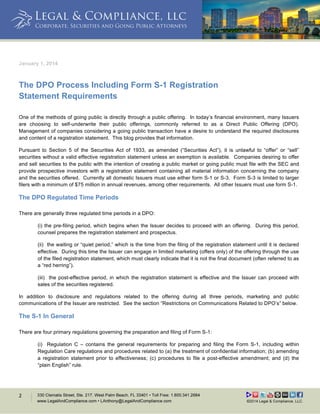 Legal & Compliance, LLC- Whitepaper- The DPO Process Including Form S-1 ...