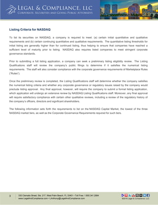 Legal & Compliance, LLC- Whitepaper- NASDAQ Listing Requirements | PDF