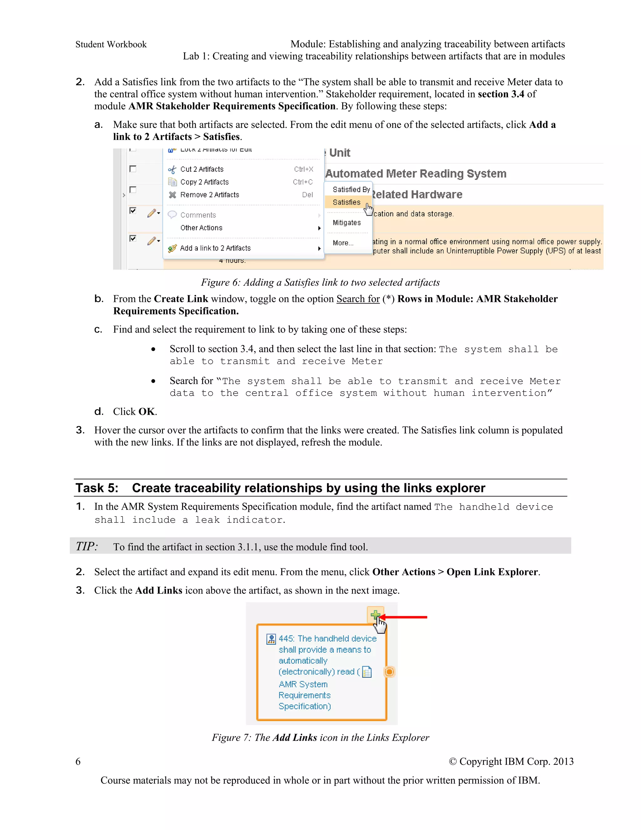 Lab 1: Creating and viewing traceability relationships between artifacts that are in modules | DOC