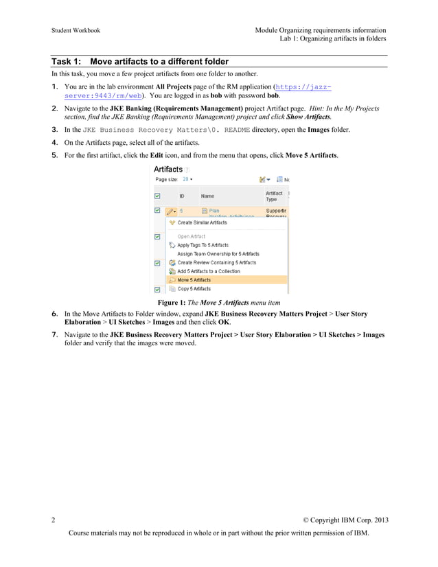 Lab 1: Organizing artifacts in folders | PDF