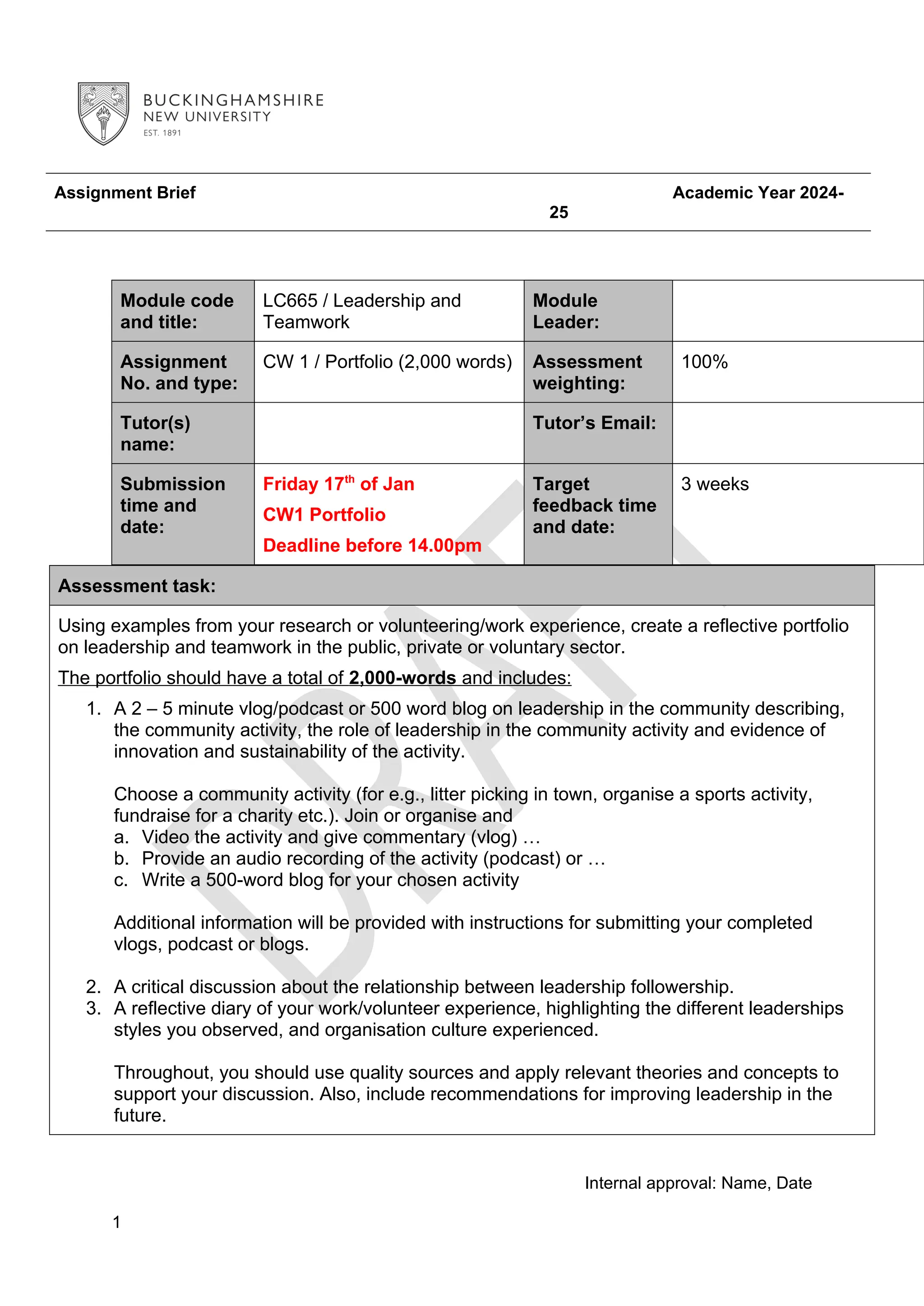 Leadership and Teamwork assignments help | DOCX