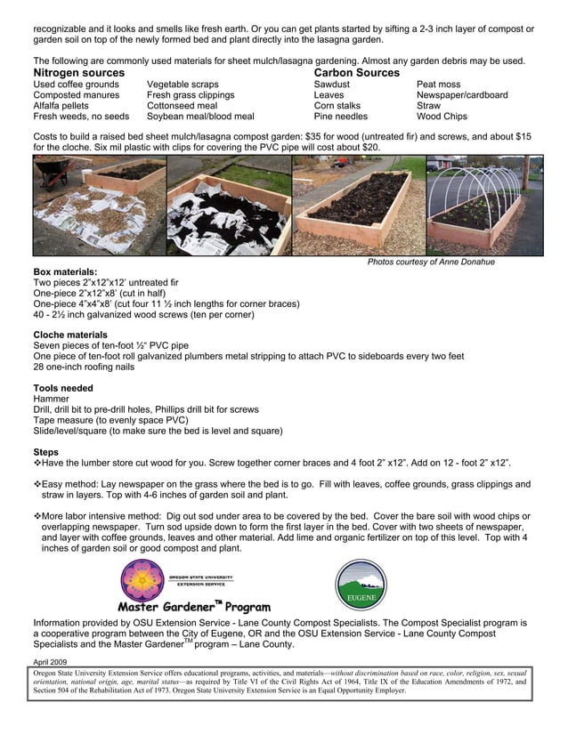 Lasagna Gardening Composting - Sheet Mulch - Oregon State University ...