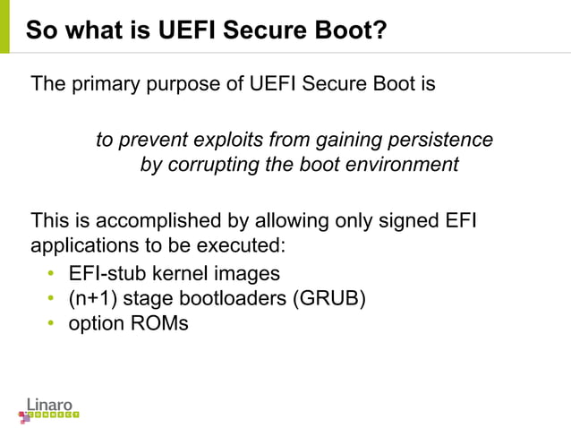 LCA14: LCA14-105: UEFI secure boot | PDF | Operating Systems | Computer Software and Applications