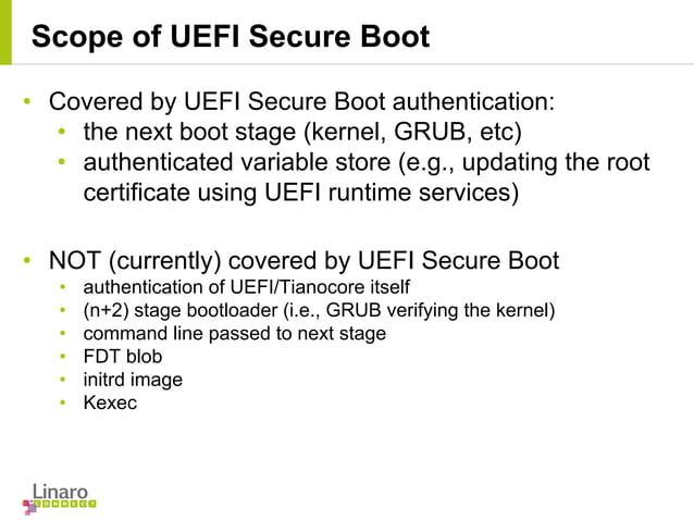 LCA14: LCA14-105: UEFI secure boot | PDF | Operating Systems | Computer Software and Applications