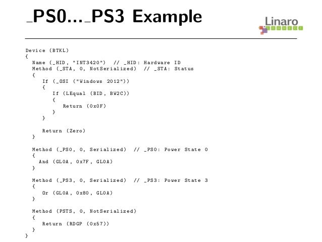 LCA14: LCA14-207: ACPI AML usage and ASL guidelines