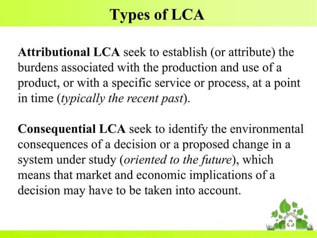 Lca approaches ppt | PPTX