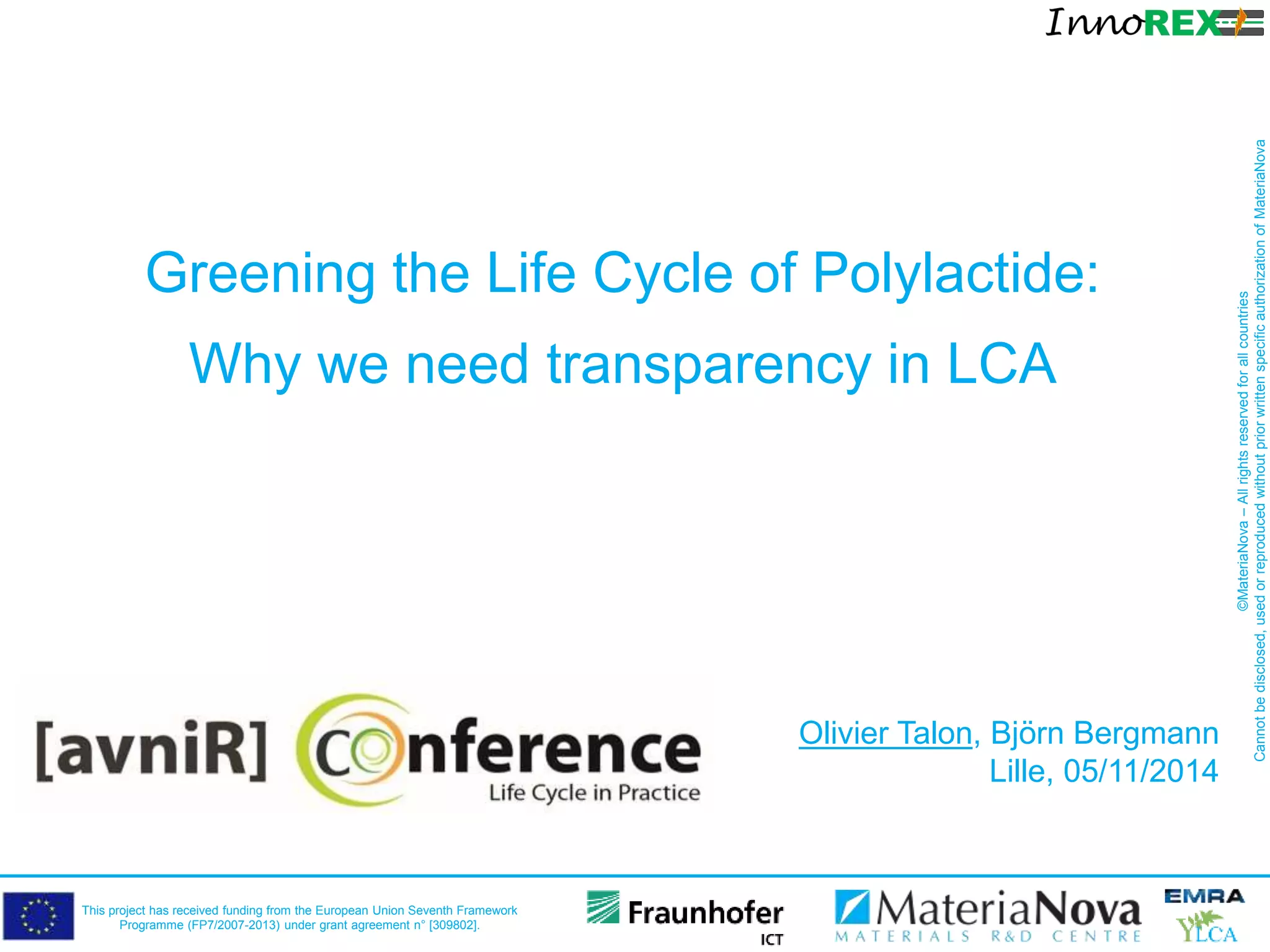 Greening the Life Cycle of Polylactide | PPT | Free Download