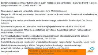 Tilaisuuden avaus ja johdattelu aiheeseen - mistä LCAFoodPrint ...