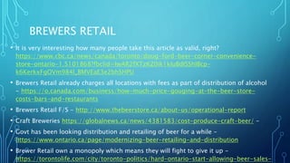 Ontario: LCBO and Brewers Retail| Issues facing Alcohol Distribution | PPT