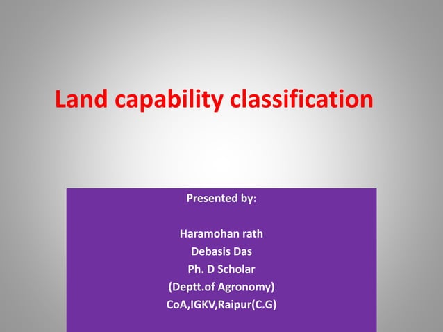 LAND CAPABILITY CLASSIFICATION | PPTX