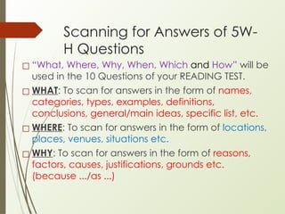 Reading Strategies - Skimming and Scanning | PPT