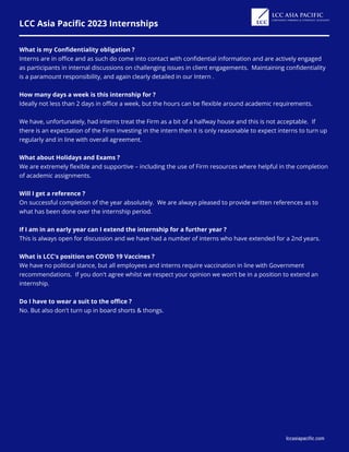 LCC Asia Pacific Internship FAQs | PDF