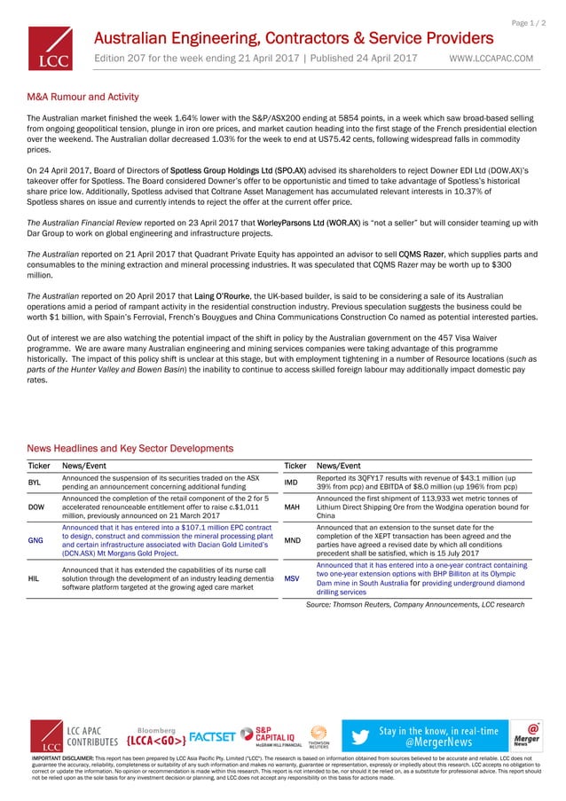 LCC Asia Pacific Engineering Weekly_20170421_Edition207 | PDF