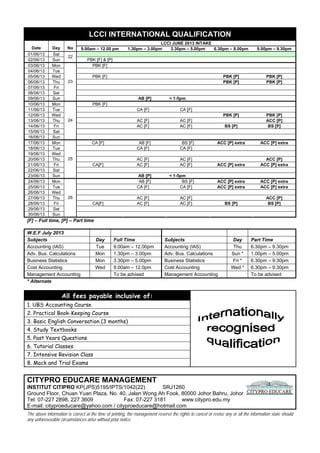 Lcci time table | PDF