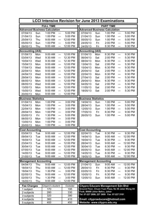 Lcci time table | PDF