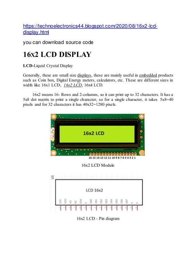 16X2 Alphanumeric LCD Display 16X2 Alphanumeric LCD Display