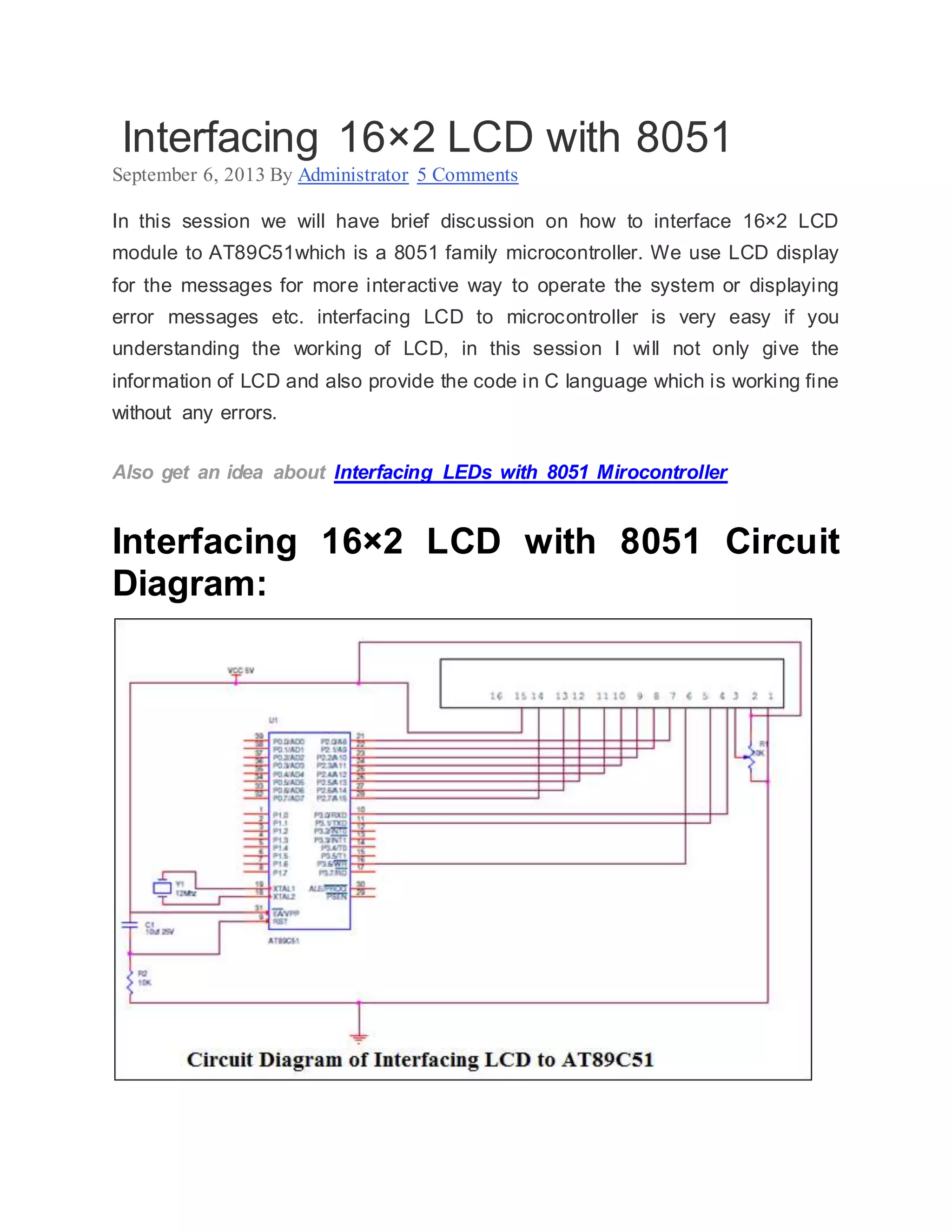 Lcd interfacing | PDF