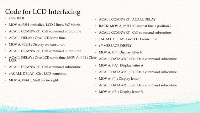 Lcd interfacing with microprocessor 8051 | PPTX