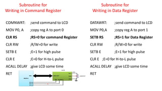 Lcd interfaing using 8051 and assambly language programming | PPTX