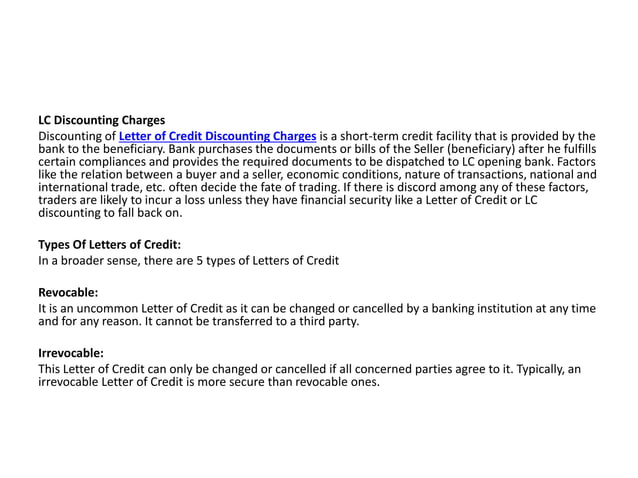 LC Discounting Charges | PPTX